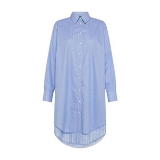 Seventy Femme, Robes, Bleu, Taille: 38 FR Robe Chemise Double Face
