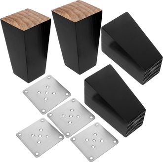 NUOBESTY 4 St&uuml;ck Holz M&ouml;belf&uuml;&szlig;e Quadratisch Stabile Sofaf&uuml;&szlig;e Ersatz Kompatible Couch Sesselbeine aus Massivem Holz f&uuml;r Kommoden Nachttische Sideboards und Rela