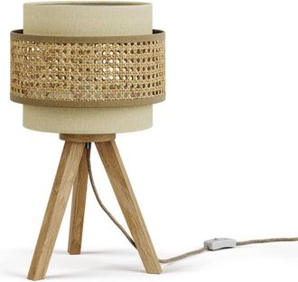 Vicco Tischlampe Morten, Rattan/Creme, 26 x 45 cm mit Standfu&szlig; Vicco