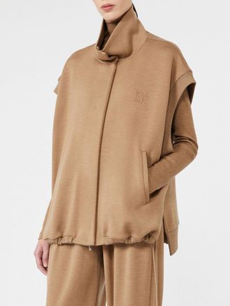Max Mara Kurz&auml;rmeliges Woll-Cape mit Trichterkragen und Rei&szlig;verschluss