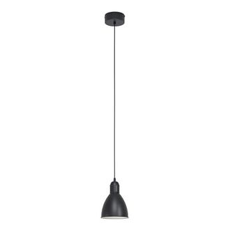 Eglo Pendellampe Priddy, 1 flammige Vintage Pendelleuchte im Industrial Design, Retro Hängelampe aus Stahl, Farbe: Schwarz, weiß, Fassung: E27