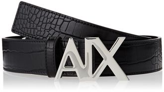 A|X Armani Exchange Casual Logo Buckle, Tortoiseshell Print Belt, Schwarz, XXS EU