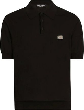 Dolce & Gabbana Homme, Tops, Noir, Taille: XL Polo en coton avec &eacute;tiquette logo
