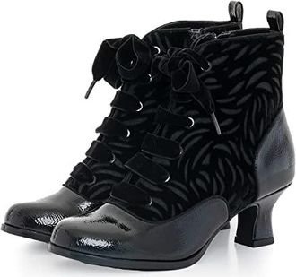 Ruby Shoo Beth Bottes victoriennes &agrave; lacets &agrave; talon moyen avec lacets violets/noirs 36-42, noir profond, 40 EU