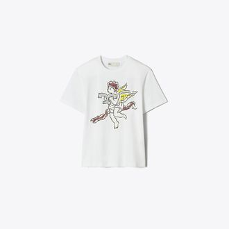 Tory Burch Damen Printed Cotton T-Shirt