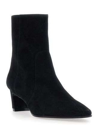 Stuart Weitzman Womens Bootie Stassi Zip Black Leather Upper Boot
