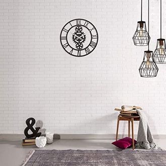 Homemania Uhr, Stahl, Schwarz, 50 x 0,2 x 50 cm