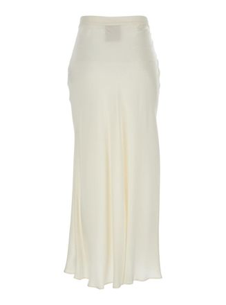 Semicouture Womens White Skirt With Wrap Design Silk Blend Acetate
