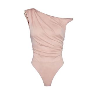 Elisabetta Franchi Femme, Tops, Beige, Taille: 40 FR Body en jersey avec d&eacute;tail bijou &agrave; l&eacute;paule