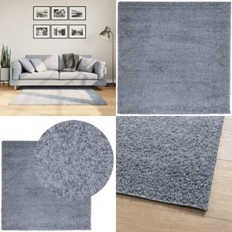 vidaXL Teppich Shaggy Hochflor Modern Blau 120x120 cm - Shaggy Teppich - Blau - Hochflor - Wohnzimmer Teppich - Flur Teppich - Home & Living
