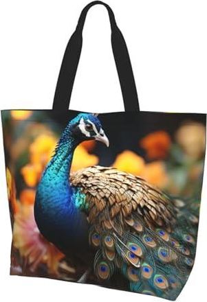 Generic Paons Sac Fourre-Tout L&eacute;ger Sacs De Courses Grand Sac Fourre Tout Pour Plage Voyage Universit&eacute;