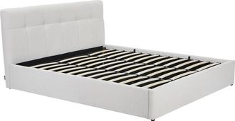 Vente-Unique Bett mit Bettkasten - 180 x 200 cm - Boucl&eacute;-Stoff - Wei&szlig; - MAZIRI