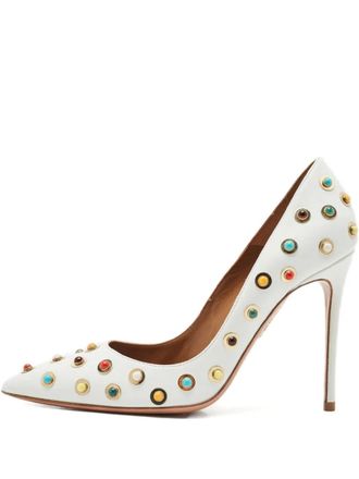 Aquazzura embellished calf leather pumps 10.5 - Wei&szlig;