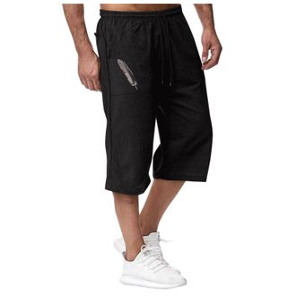 Generic 3/4 Hose Herren Sport, Caprihose Herren Sommer,Jogginghose Stretch Hosen mit Gummizug Trainingshose Baggy Sporthose Track Bequem Stoffhose Gym Freizei