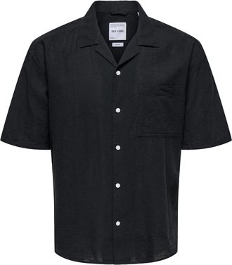 Only & Sons Herren ONSCAIDEN Life Relax SS Resort 1PKT Shir Kurzarmhemd, Black, M