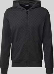 Joop Sweatjacke mit Logo-Muster und Kapuze
