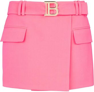 Balmain Femme, Jupes, Rose, Taille: 36 FR Short Wool Low-Rise Skirt