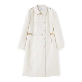 Motivi Femme, Manteaux, Blanc, Taille: 36 FR Trench-coat crois&eacute; &agrave; d&eacute;tails militaires