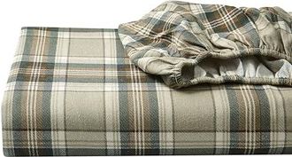 Eddie Bauer Cotton Flannel Bedding Set, Brushed for Extra Softness, Cozy Home Decor, Edgewood Plaid, Queen