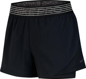 Nike Nike Damen Short - 2 in 1 Flex, Black/Black/Thunder Grey, L, CJ2164-011
