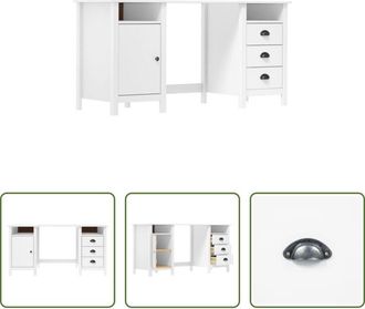 vidaXL vidaXL Bureau rustique - Bureau Hill Blanc 150x50x74 cm Bois de pin solide