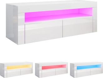 Sonni Sonni - tv Lowboard Board M&ouml;bel Schrank mit led Beleuchtung Wei&szlig; Hochglanz Fernsehtisch 120x40x45cm