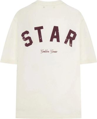 Golden Goose Femme, Tops, Blanc, Taille: 36 FR T-shirt en coton avec motif &eacute;toile