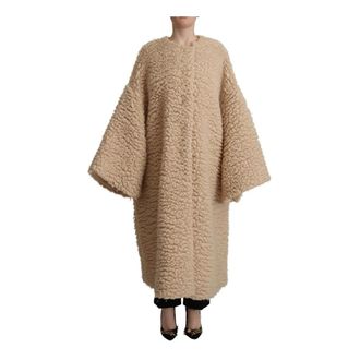 Dolce & Gabbana Luxuri&ouml;ser Cashmere Wolle Pelzmantel - - Jackets - Damen - Beige - S