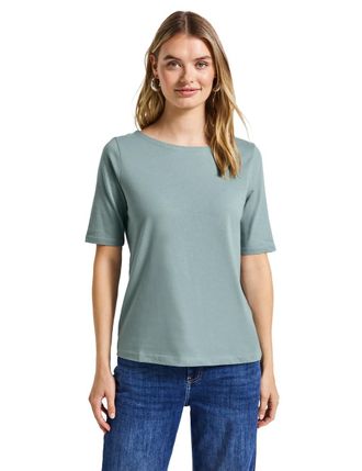 Street One Damen 3228108 Shirt Mit U-Boot-Ausschnitt, Arona Blue, 42 EU