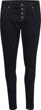 Cream Damen Womens Jeans Skinny Fit Midrise Waist Button Fastening Regular Waistband Jeans, Rinse Dark Blue Denim