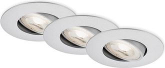 Briloner 3er Set LED Einbaustrahler 230V, LED Strahler Badezimmer IP65, Deckenstrahler stufenlos dimmbar, Spots, Deckenspots, Badezimmerlampe, Chrom-Matt, 90x4