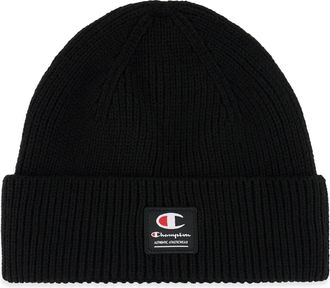 Champion Lifestyle Caps (806069) - Recycled Acrylic Knitted Garnblock Logo M&uuml;tze, Schwarz, Einheitsgr&ouml;&szlig;e Unisex - Erwachsene FW24, Schwarz, One Size
