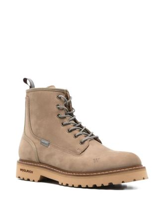 Woolrich Stiefel - Leather Ankle Boots With Lace-Up Design - Gr. 40 (EU) - in Beige - für Damen