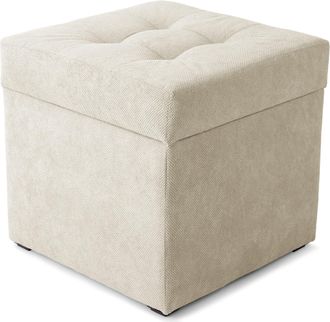 MG Design Polsterhocker 45 x 45 cm Beige mit Stauraum (ca. 50 l), Tragkraft bis zu 300 kg, ohne Montage und leicht zu reinigen, stabil - für Wohnzimmer, Schlafz