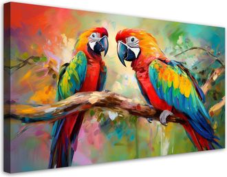 Feeby Bilder - Foto Geschenk - Papageien Vögel Tiere Bunt - 120x60 1tlg - Leinwandbilder Wohnzimmer - Wandbild über dem Bett - Bild Schlafzimmer - Aesthetic