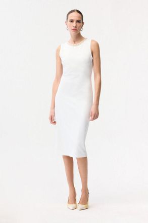 ADL Midikleid &Auml;rmelloses Kleid mit Schmucksteinkragen