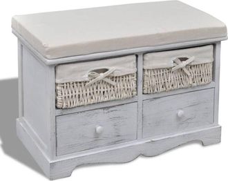 vidaXL Vidaxl - Sitzbank mit Stauraum Weiß 62×33×42 cm Paulownia Holz