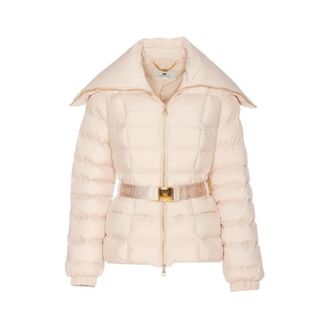 Elisabetta Franchi Pfirsich Daunenjacke mit Breitem Kragen - - Jackets - Damen - Beige - L