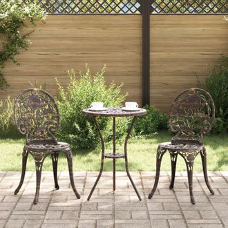 vidaXL Garten Bistro Set 3 pcs Bronzefarben Aluminium Vidaxl