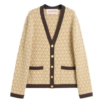 Valentino Garavani Beige Wollstrickjacke mit Jacquard-Motiv - - Knitwear - Herren - Beige - M