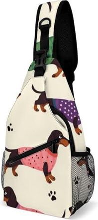 Generic Durable Sacoche Homme Bandouliere Teckels Vêtements Chien Sac De Poitrine Multifonction,Casual Sac Poitrine pour Voyage Cyclisme école