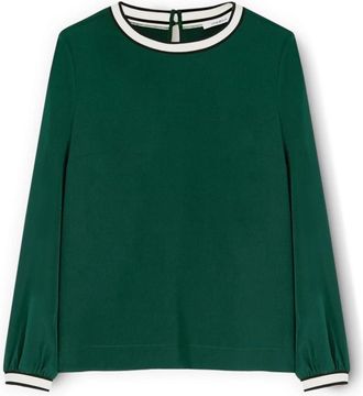 Motivi Femme, Blouses et Chemises, Vert, Taille: 42 FR Blouse avec bords contrastants