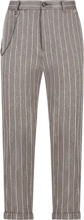 Luis Trenker Leinenhose mit Baumwollanteil und Nadelstreifen in