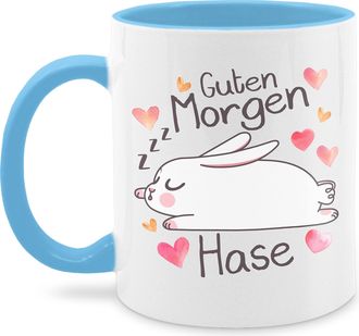 Shirtracer Tasse Tassen 325ml - Valentinstag Partner Freund & Freundin - Guten Morgen Hase - 325 ml - Hellblau - hasen valentinstagstassen valentinstagsgeschenke