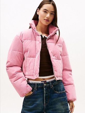 Tommy Hilfiger Doudoune en velours c&ocirc;tel&eacute; &agrave; logo brod&eacute;