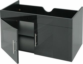 Hhg Neuwertig] Waschbeckenunterschrank HHG 242, Waschtischunterschrank Waschtisch Unterschrank Badmöbel, mvg hochglanz 90cm schwarz