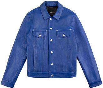 Purple veste P028 en cuir - Bleu