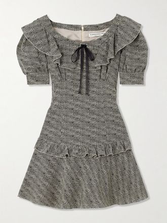 Alessandra Rich Minikleid Aus Seide Mit Leopardenprint - Grau