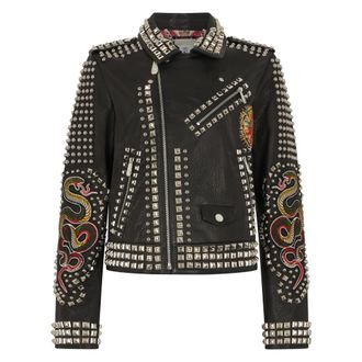 Philipp Plein Oversize Biker Jacket - - Jackets - Damen - Schwarzk - M