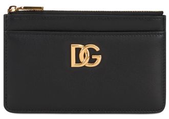 Dolce & Gabbana Womens Card Holder Black Calfskin With Zip Wallets & Cardholders